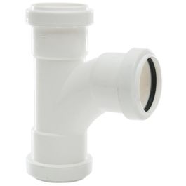 Push Fit Waste Swept Tee 90 Degree White 40mm